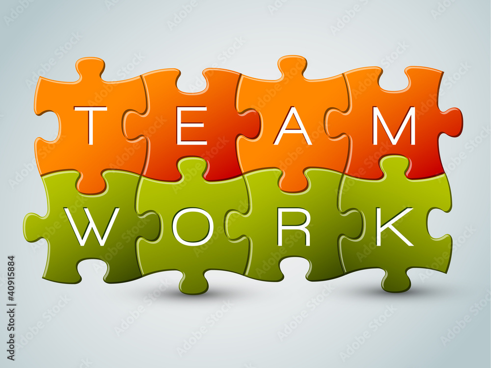 Vector puzzle teamwork illustration Stock Vector | Adobe Stock