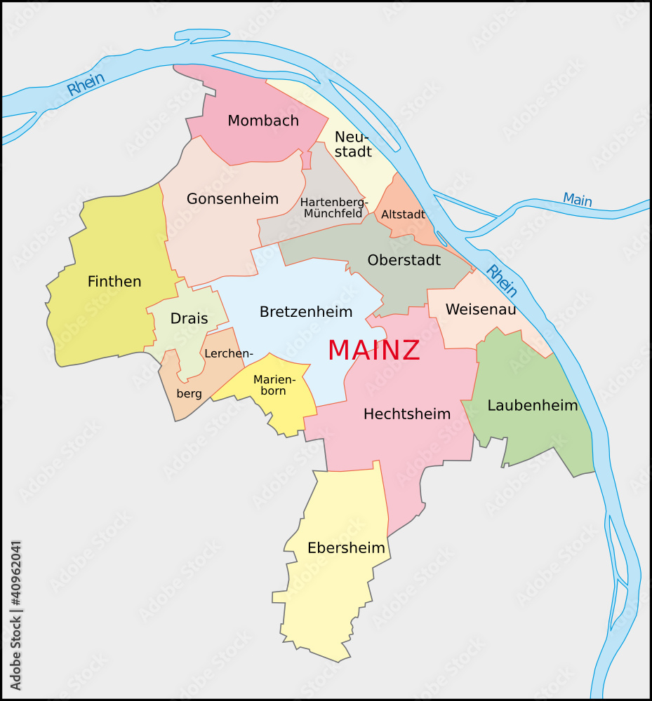 Mainz Stadtteile Stock-Vektorgrafik | Adobe Stock