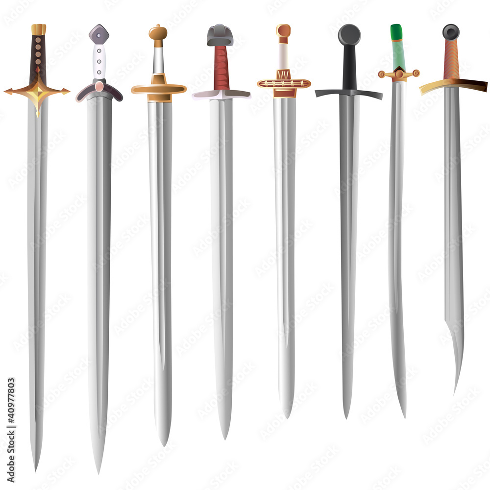 Vector illustration set of swords. Stock Vector | Adobe Stock