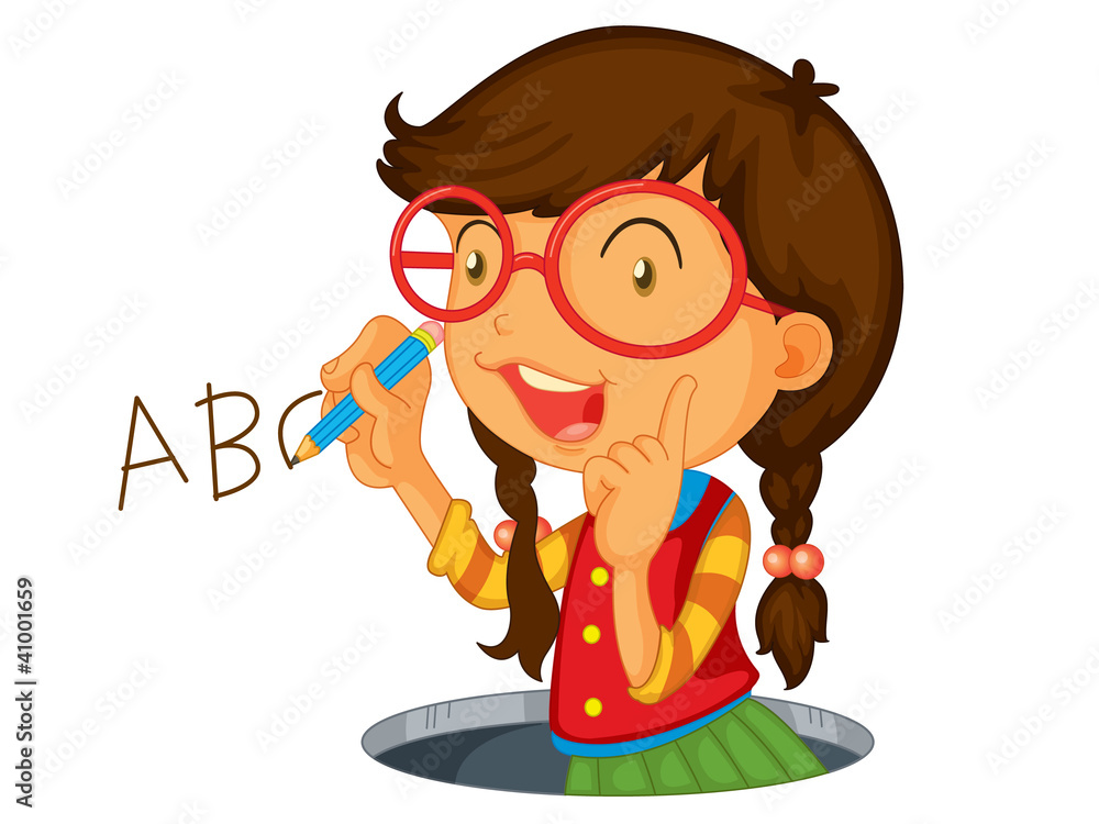 Writing icon girl Stock Vector | Adobe Stock