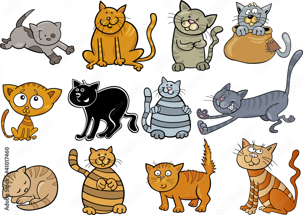 cartoon cats set Stock Vector | Adobe Stock
