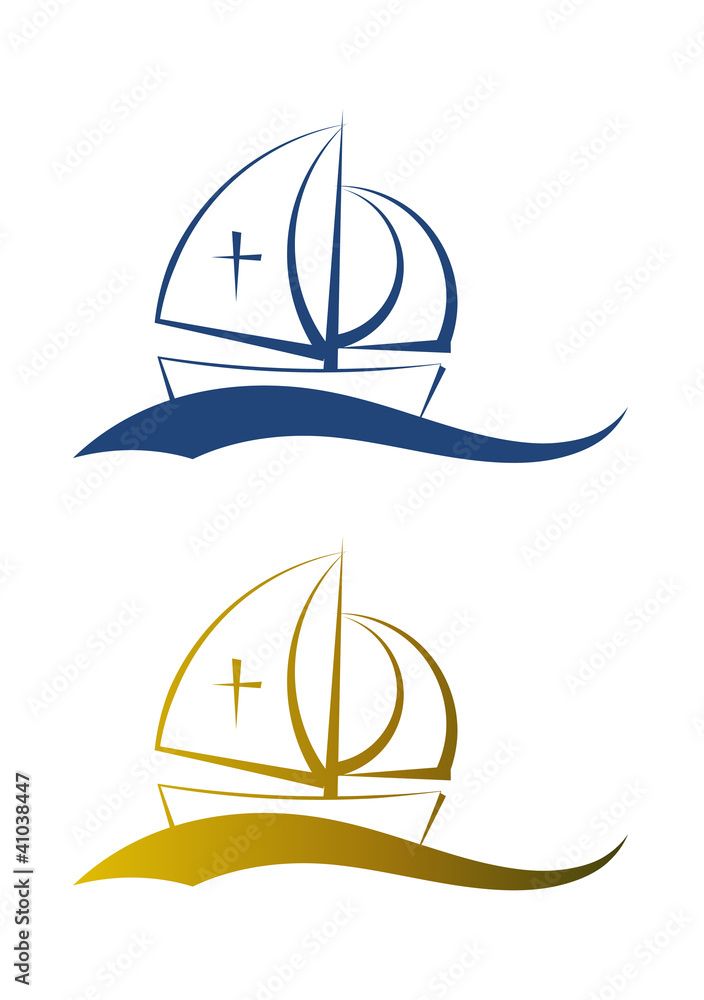Abstraktes Clipart-Set (zweiteilig): Schiff, christliches Symbol Stock ...