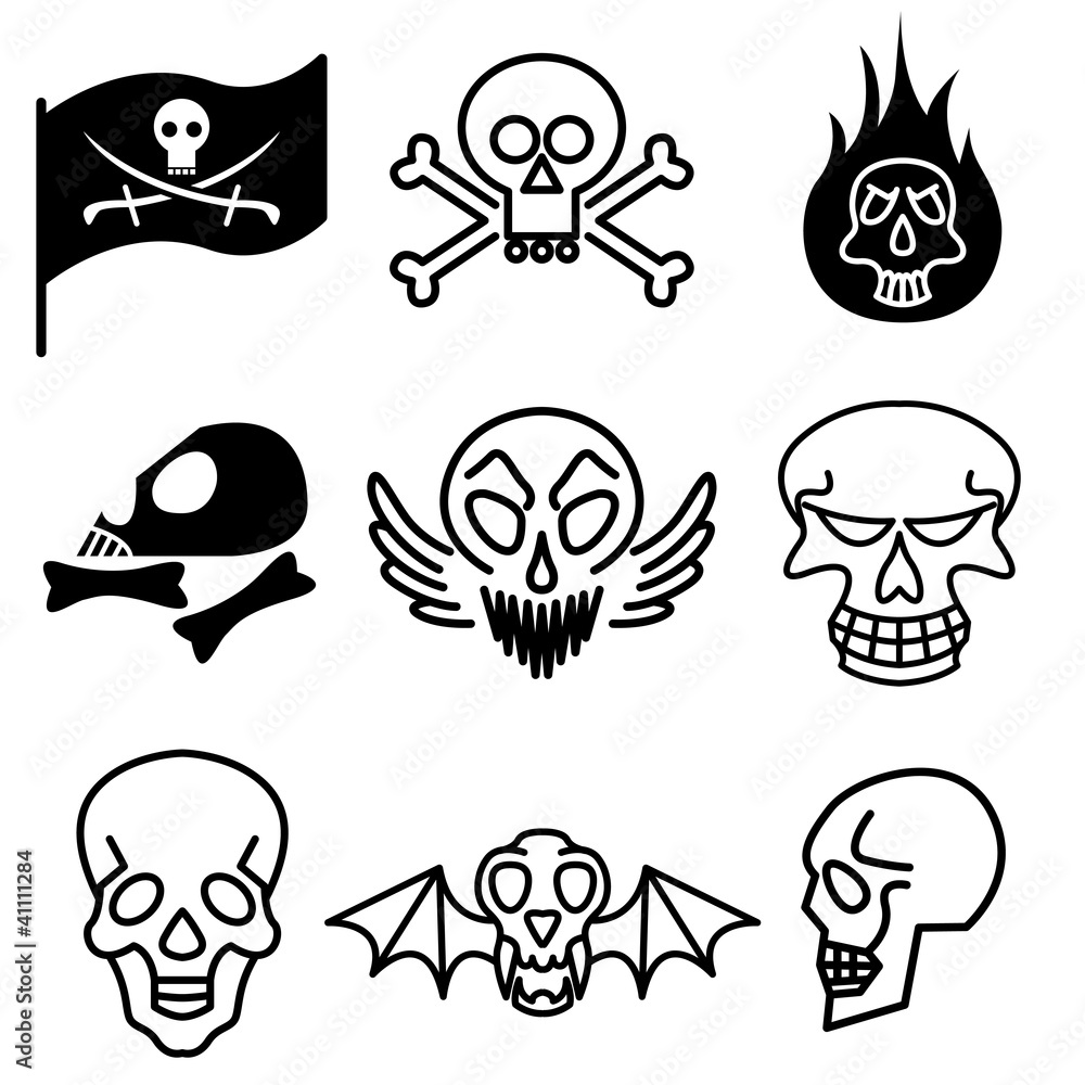skull and hard rock icons vector set Stock Vector | Adobe Stock