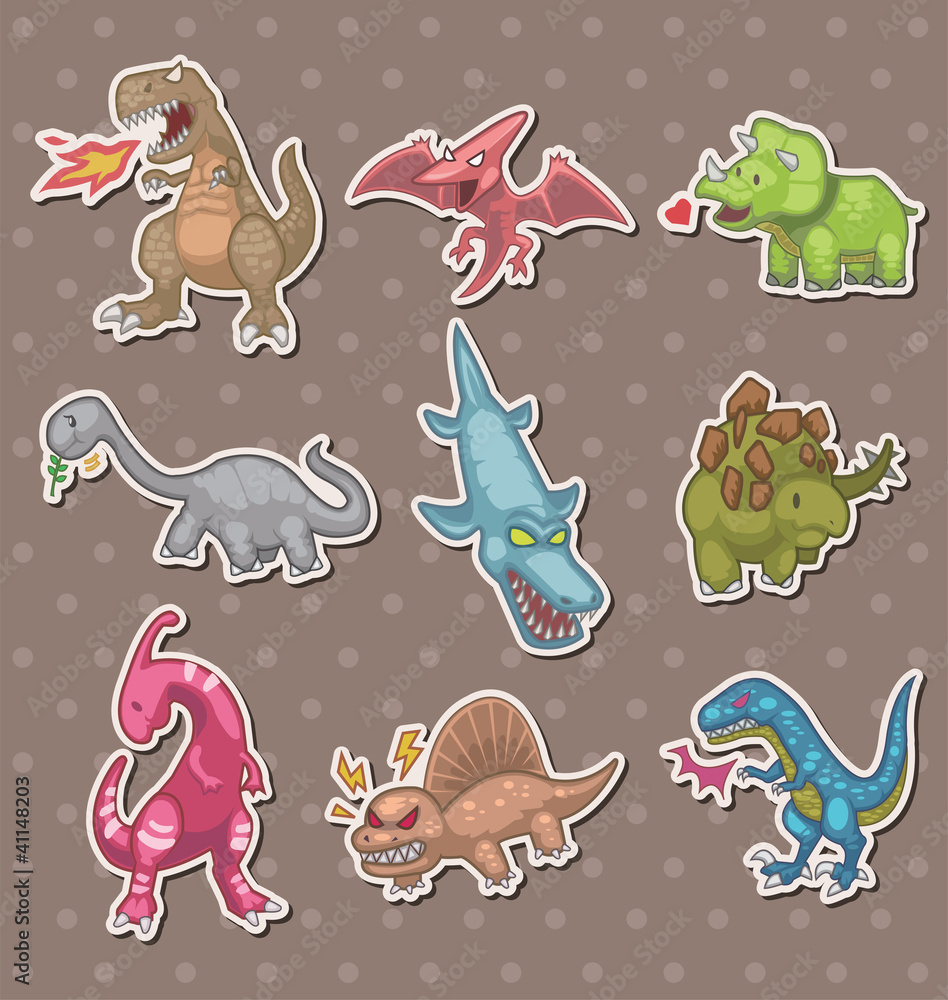 dinosaur stickers Stock Vector | Adobe Stock