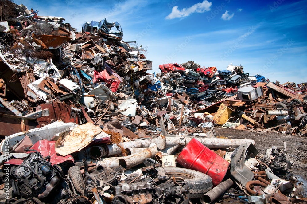 Iron scrap metal compacted to recycle Stock Photo | Adobe Stock