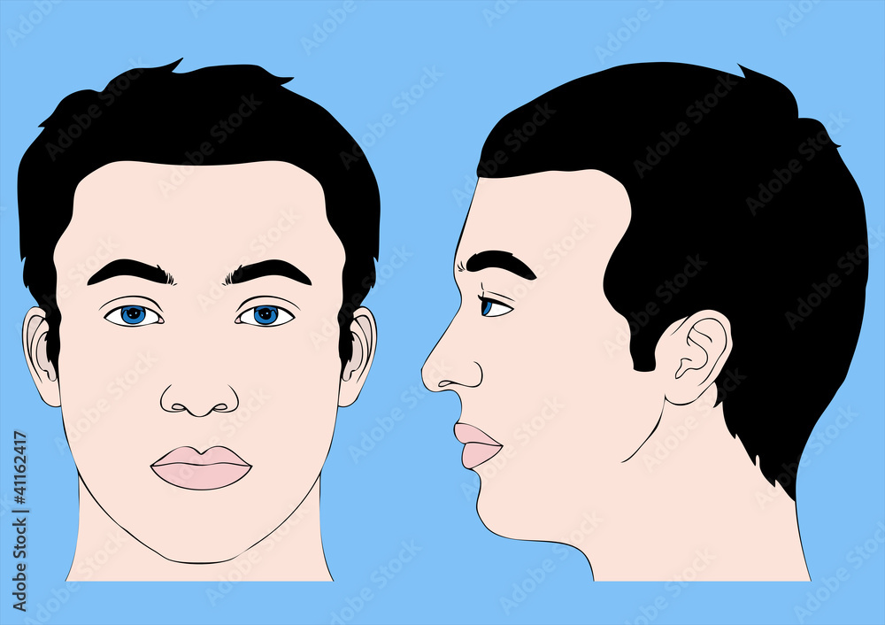 human head, front profile and left side Stock Vector | Adobe Stock