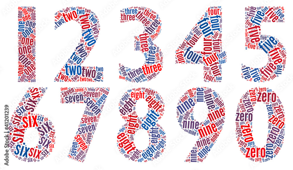 Numbers set made from words illustration Stock Illustration | Adobe Stock