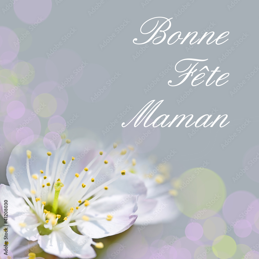 Foto de Carte fleurs de cerisier, bonne fête maman do Stock | Adobe Stock