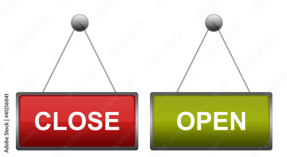 Hanging Open and Closed Business Signs Stock Illustration | Adobe Stock