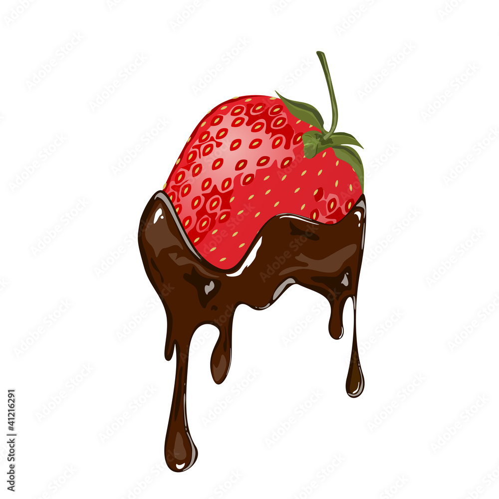 Vector illustration of a chocolate dipped strawberry Stock Vector ...