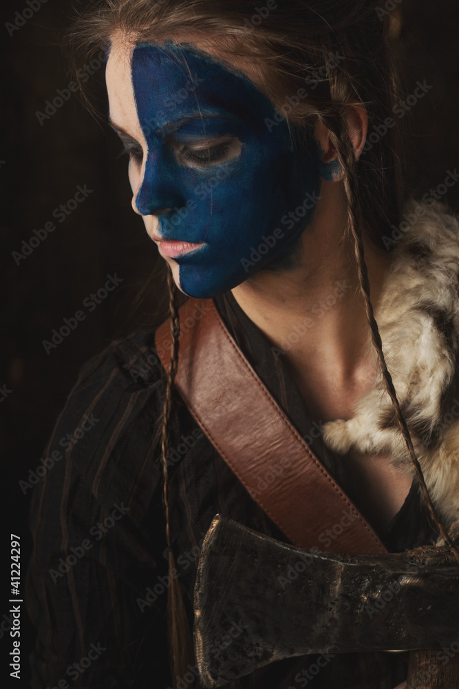 Female warrior with axe Stock Photo | Adobe Stock