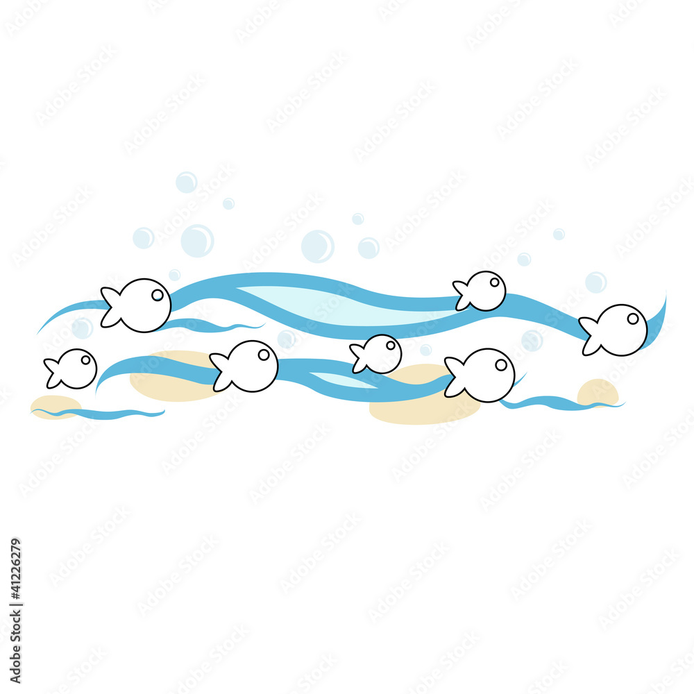 fishes background - pesciolini onde bolle e sassi Stock Vector | Adobe ...