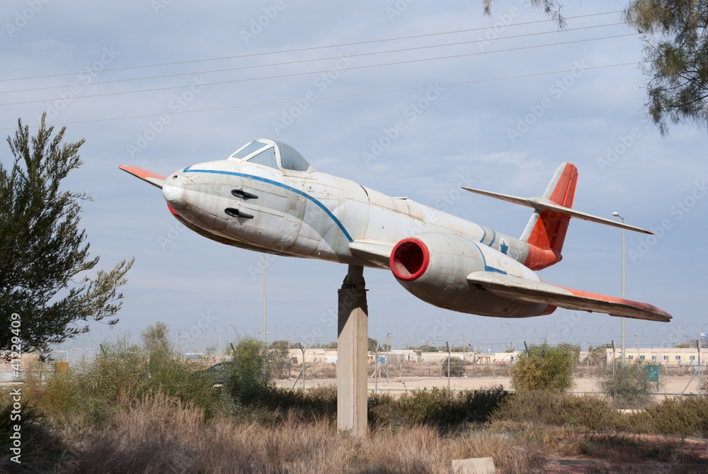 Gloster Meteor plane monument at Hatzerim, Israel Stock Photo | Adobe Stock