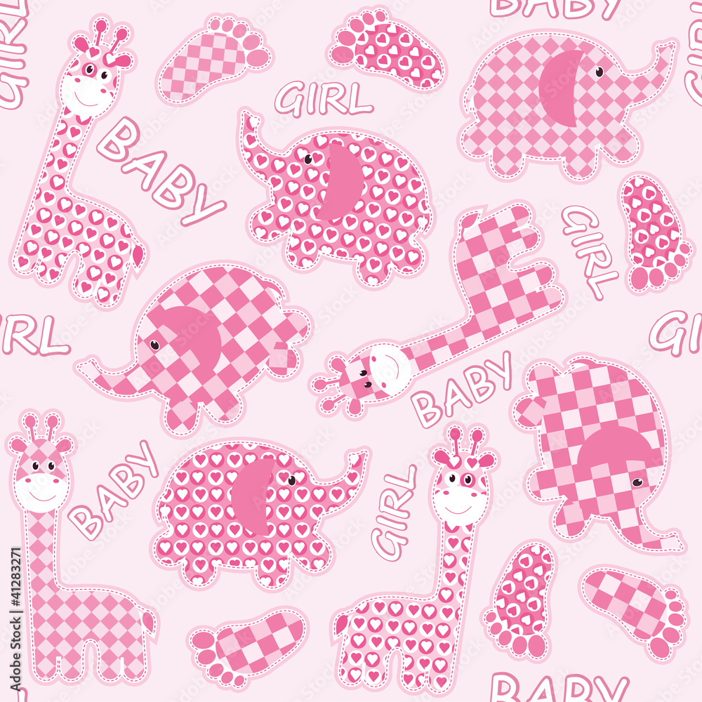 Seamless baby background with cartoons animals Stock Vector | Adobe Stock