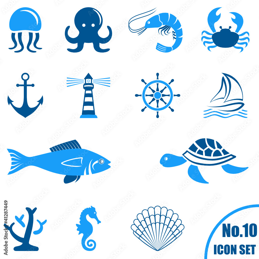 Icon Set - Meer Stock-Vektorgrafik | Adobe Stock