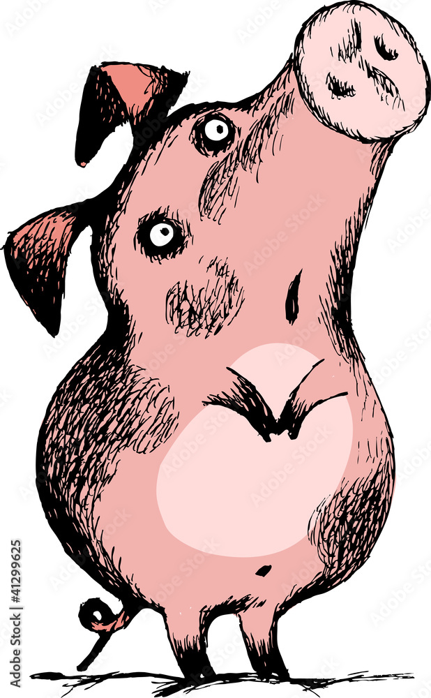 Pig Standing On Hind Legs Front View