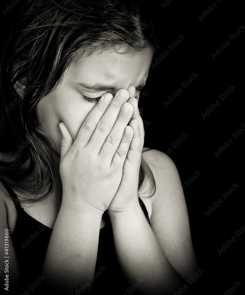 Black and white portrait of a girl crying Stock Photo | Adobe Stock