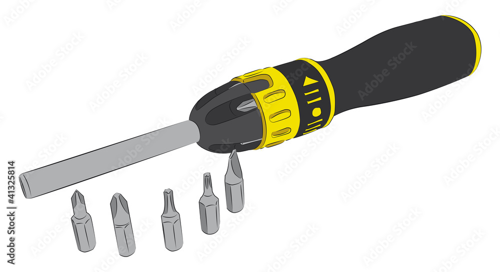 Coloured vector drawing of screwdriver Stock Vector | Adobe Stock