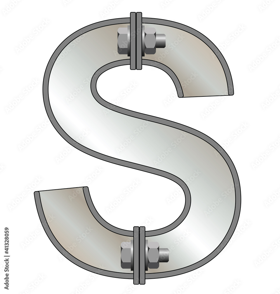 Metallic letter S isolated on white background Stock Vector | Adobe Stock