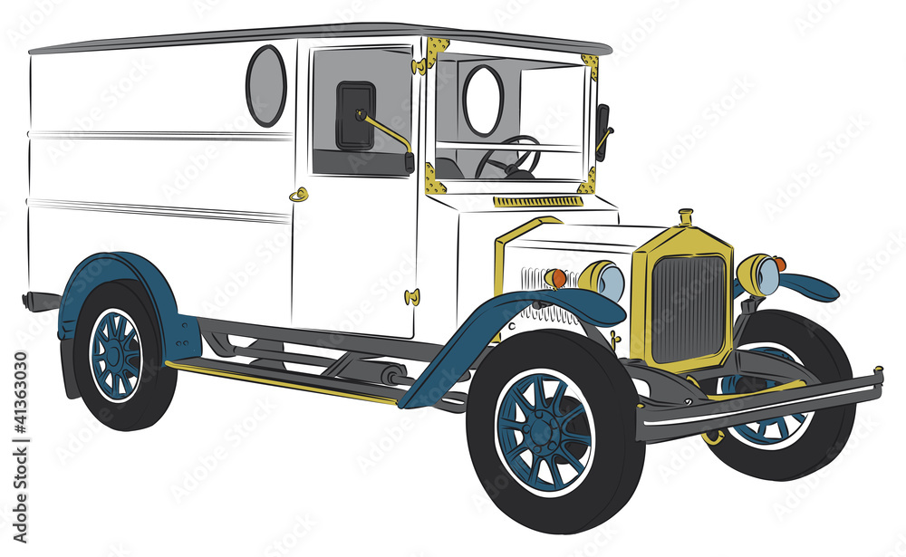 Coloured oldtimer delivery van vector drawing Stock Vector | Adobe Stock