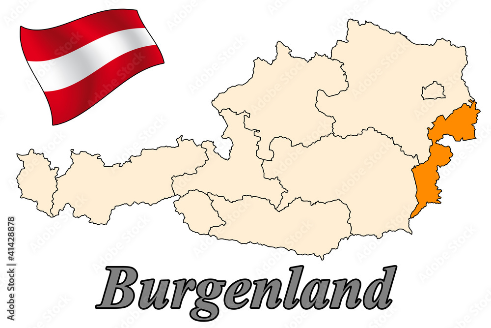 Burgenland Karte - Österreich Stock-Illustration | Adobe Stock