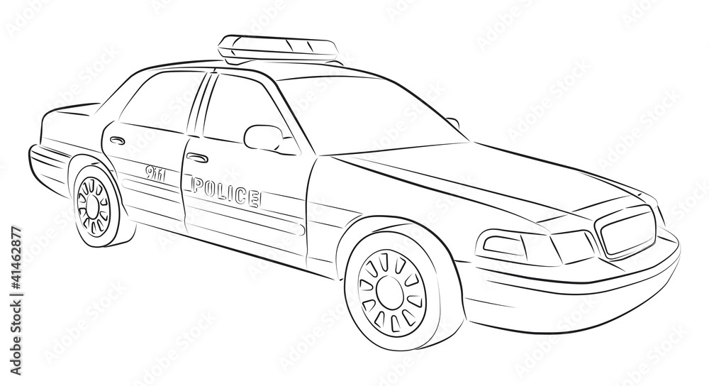 Drawing of police car Stock Vector | Adobe Stock