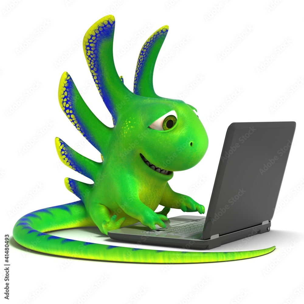 Lizard using a laptop Stock Illustration | Adobe Stock