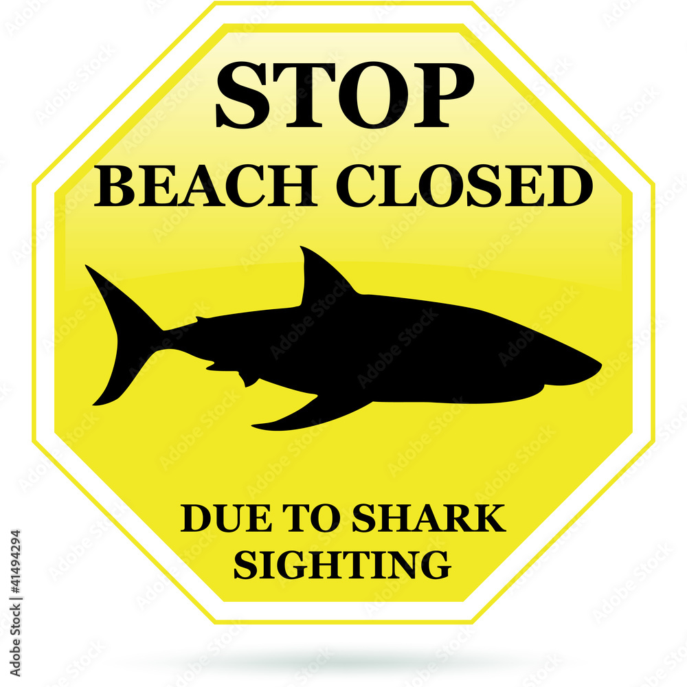 Beach Closed due to shark sighting sign Stock Vector | Adobe Stock