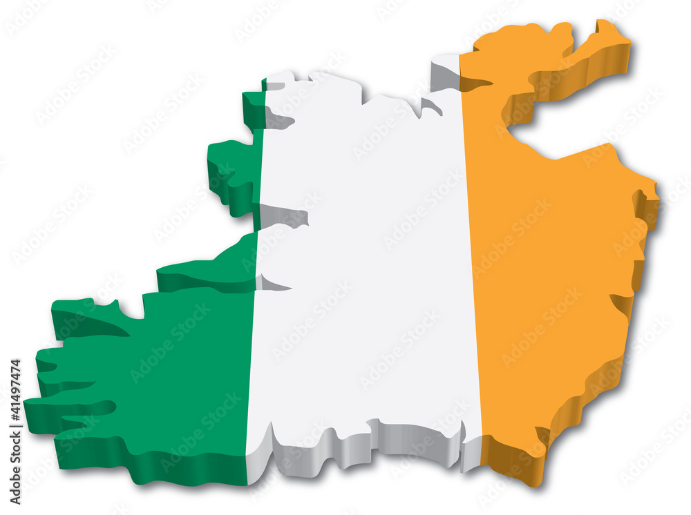 3D Ireland map with flag Stock Vector | Adobe Stock