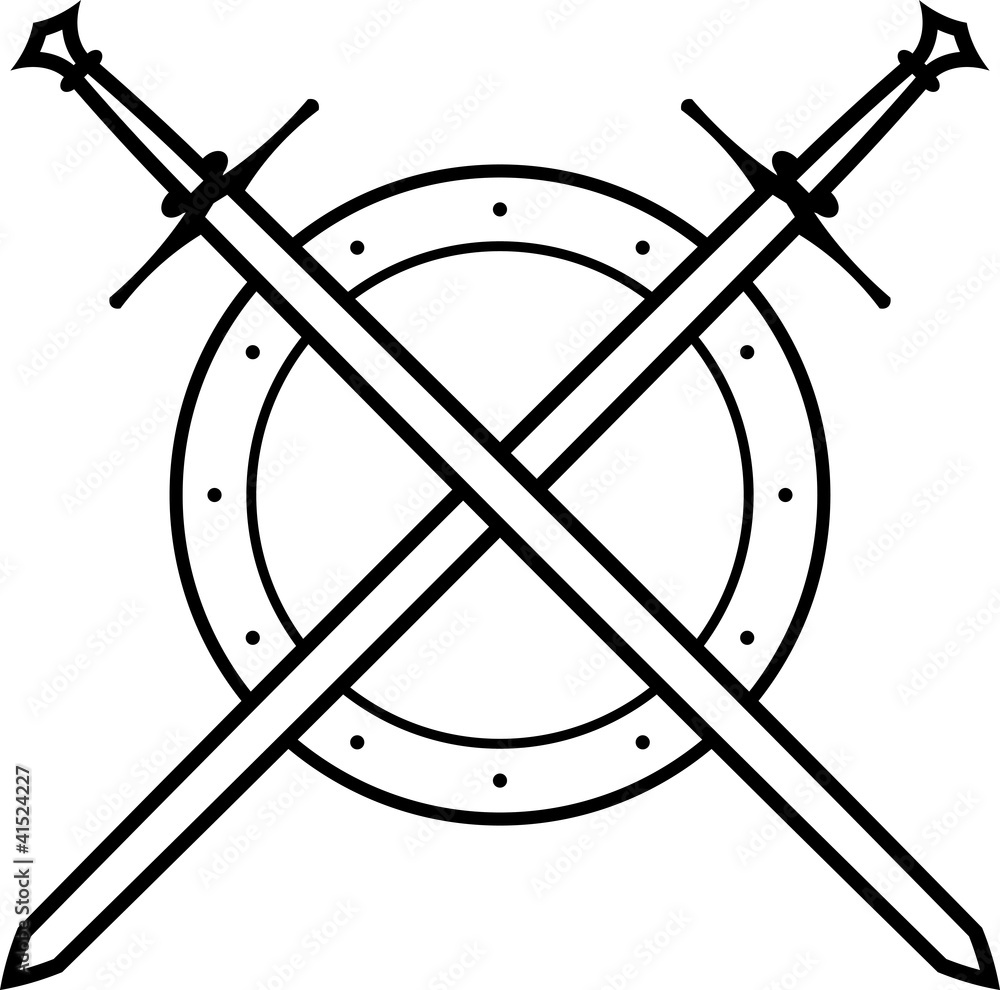 Vector shield and crossed swords military symbol insignia coat of arms ...