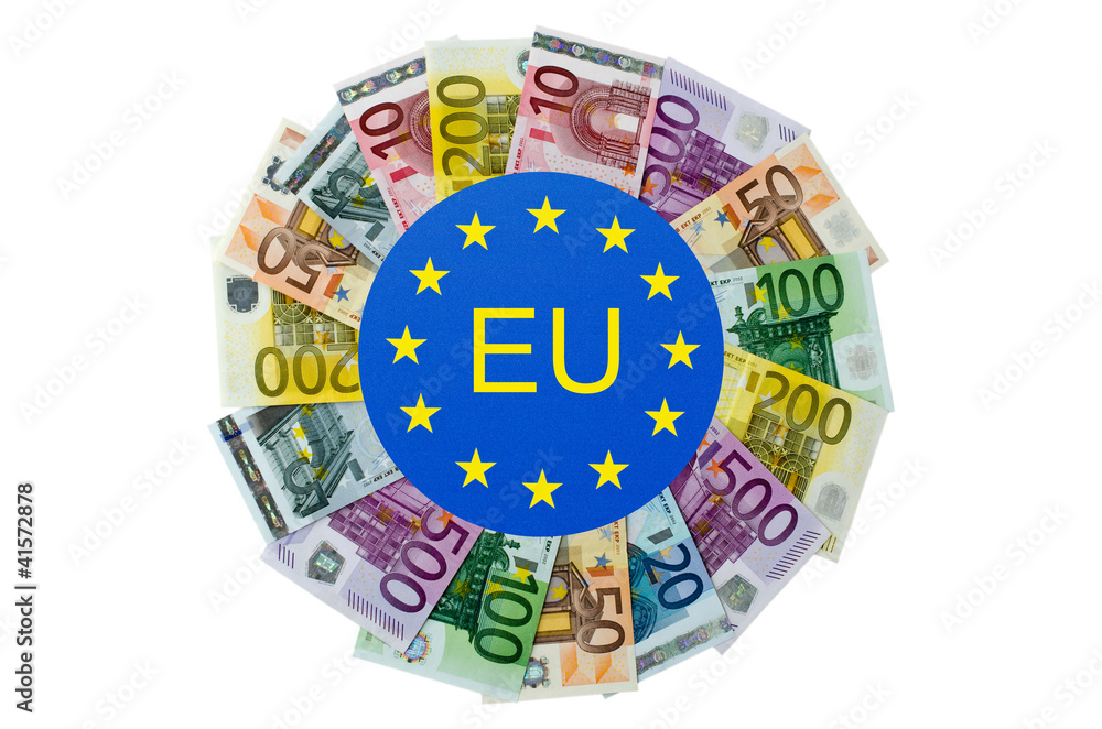 Geldscheine als Kreisdiagramm und EU-Symbol Stock Photo | Adobe Stock