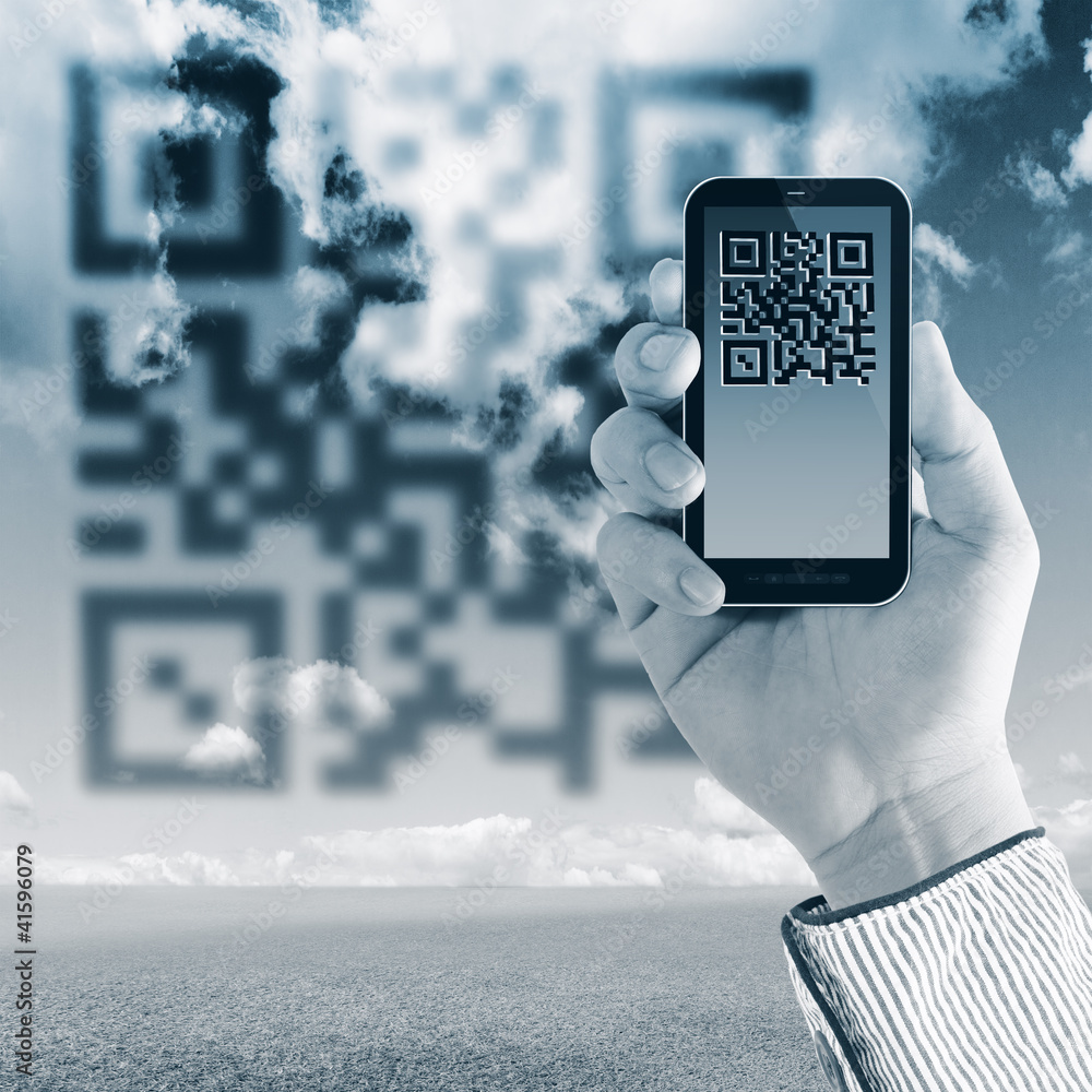Scanning Qr code with mobile smart phone Stock Photo | Adobe Stock