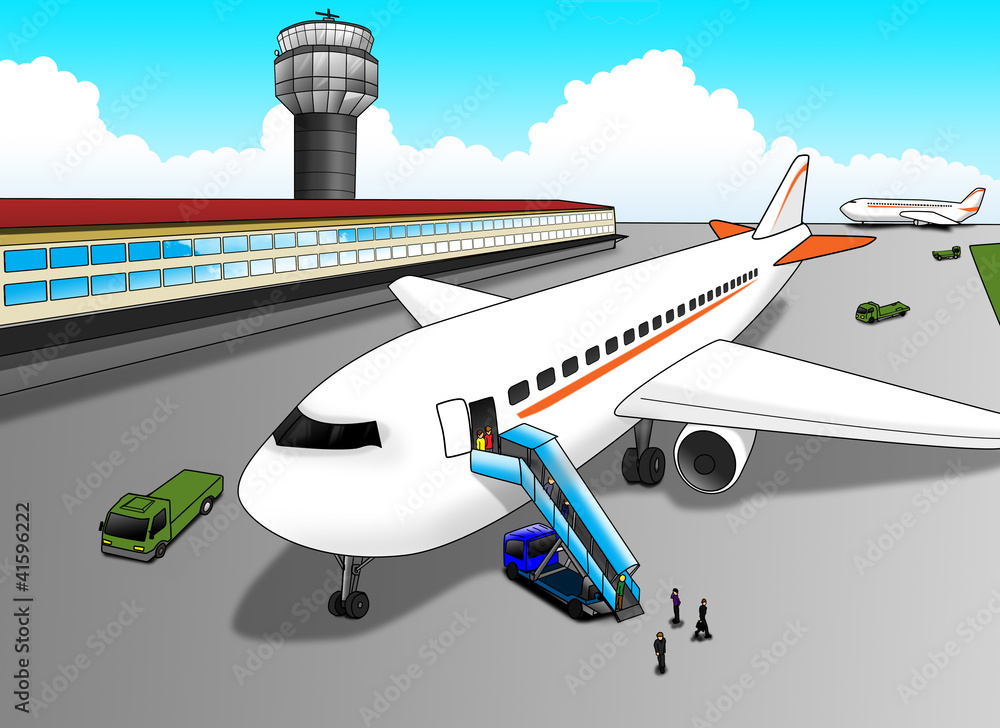 Cartoon illustration of airport Stock Illustration | Adobe Stock