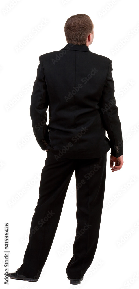 back view of business man in black suit watching. Stock Photo | Adobe Stock