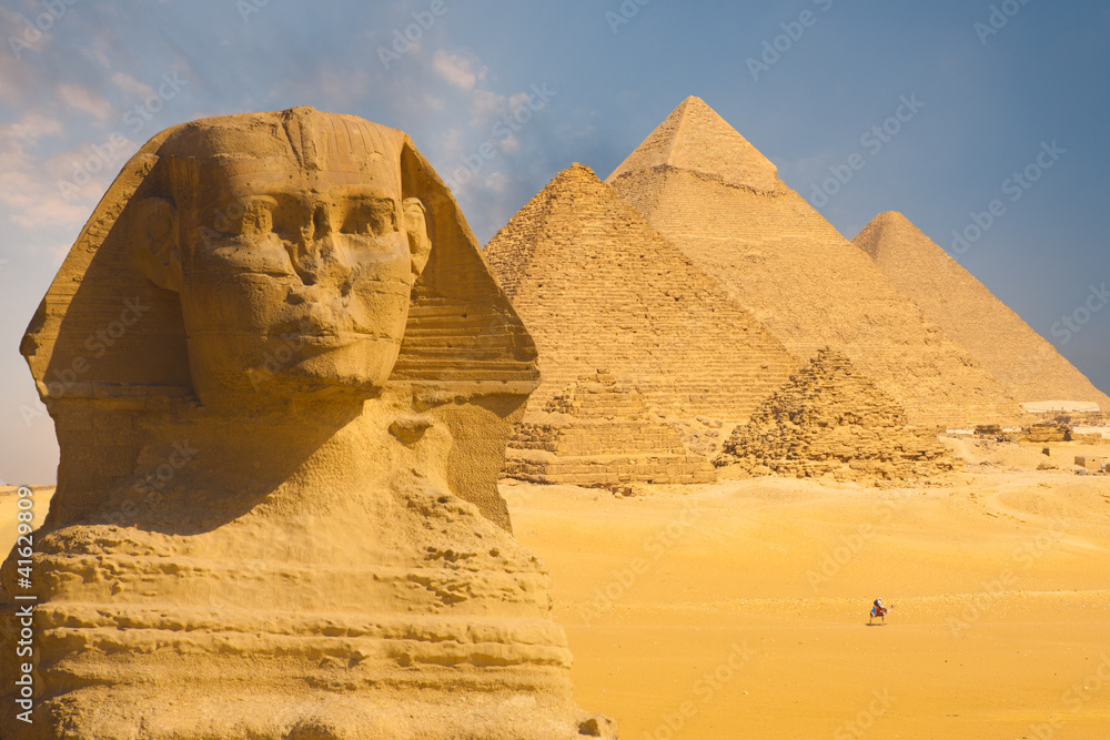 Great Sphinx Face Pyramids Background Stock Photo | Adobe Stock