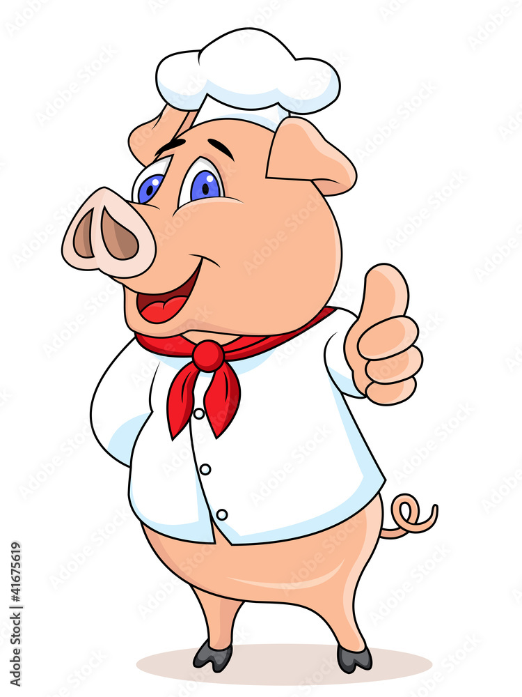 Pig Chef Cartoon vector de Stock | Adobe Stock