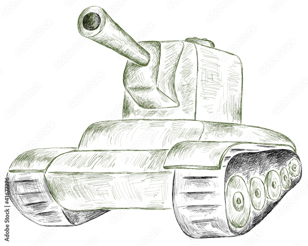 Vector stroke green panzer on a white background Stock-Vektorgrafik ...