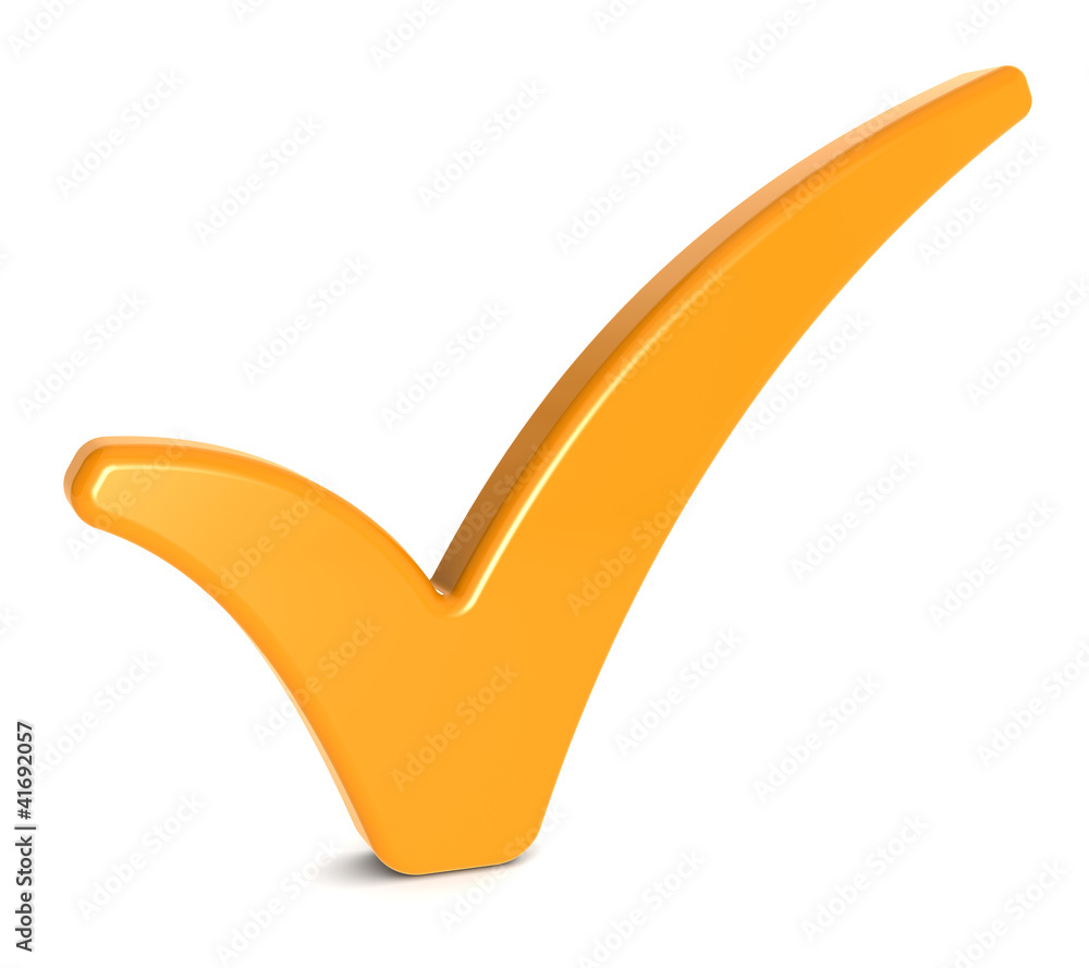 Check Mark. Orange Check Mark on Whitee background. Stock Illustration ...
