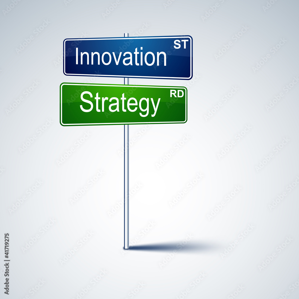 Innovation strategy direction road sign. Stock Vector | Adobe Stock