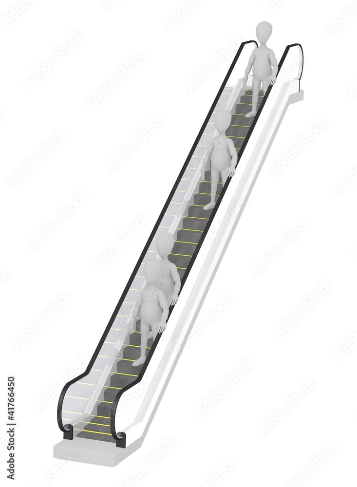3d render of cartoon character on escalator Stock Illustration | Adobe ...