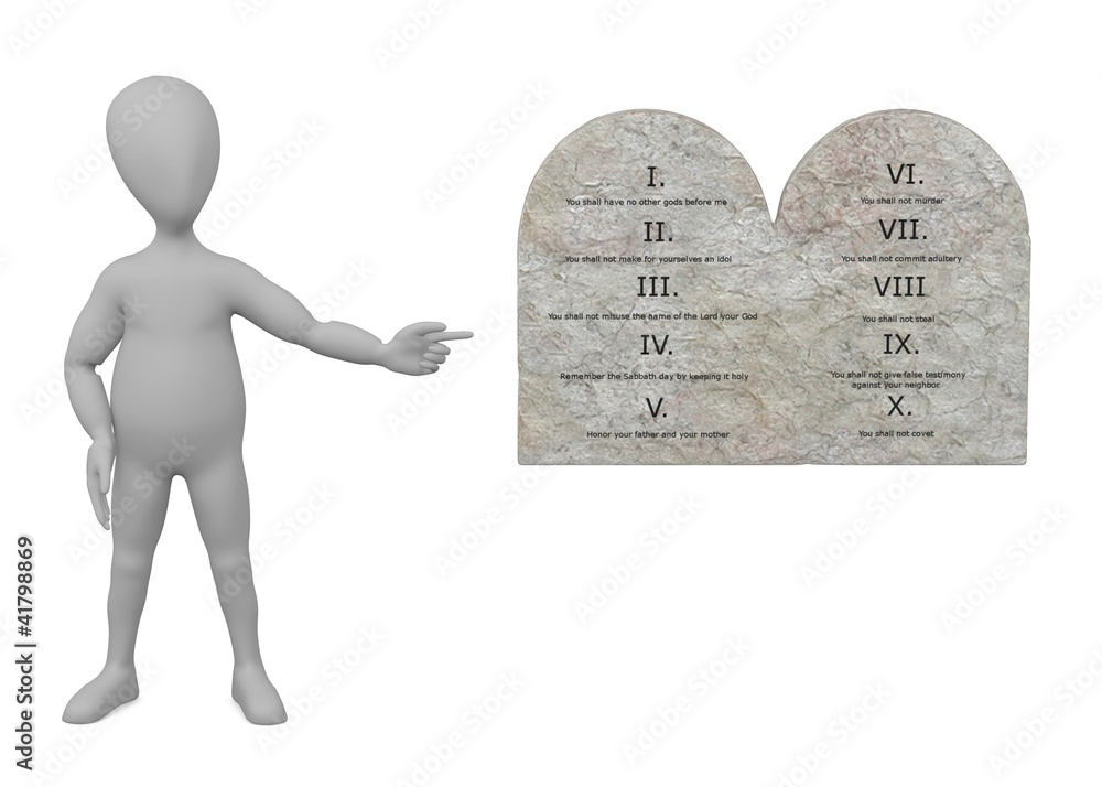 3d render of cartoon character with ten commandments Stock Illustration ...