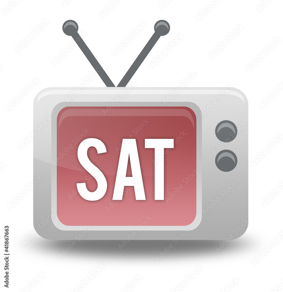 Cartoon-style TV Icon with "Sat" wording on screen Stock Illustration ...