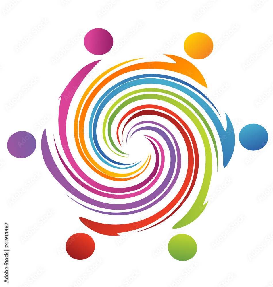 Teamwork swirl rainbow logo vector Stock Vector | Adobe Stock
