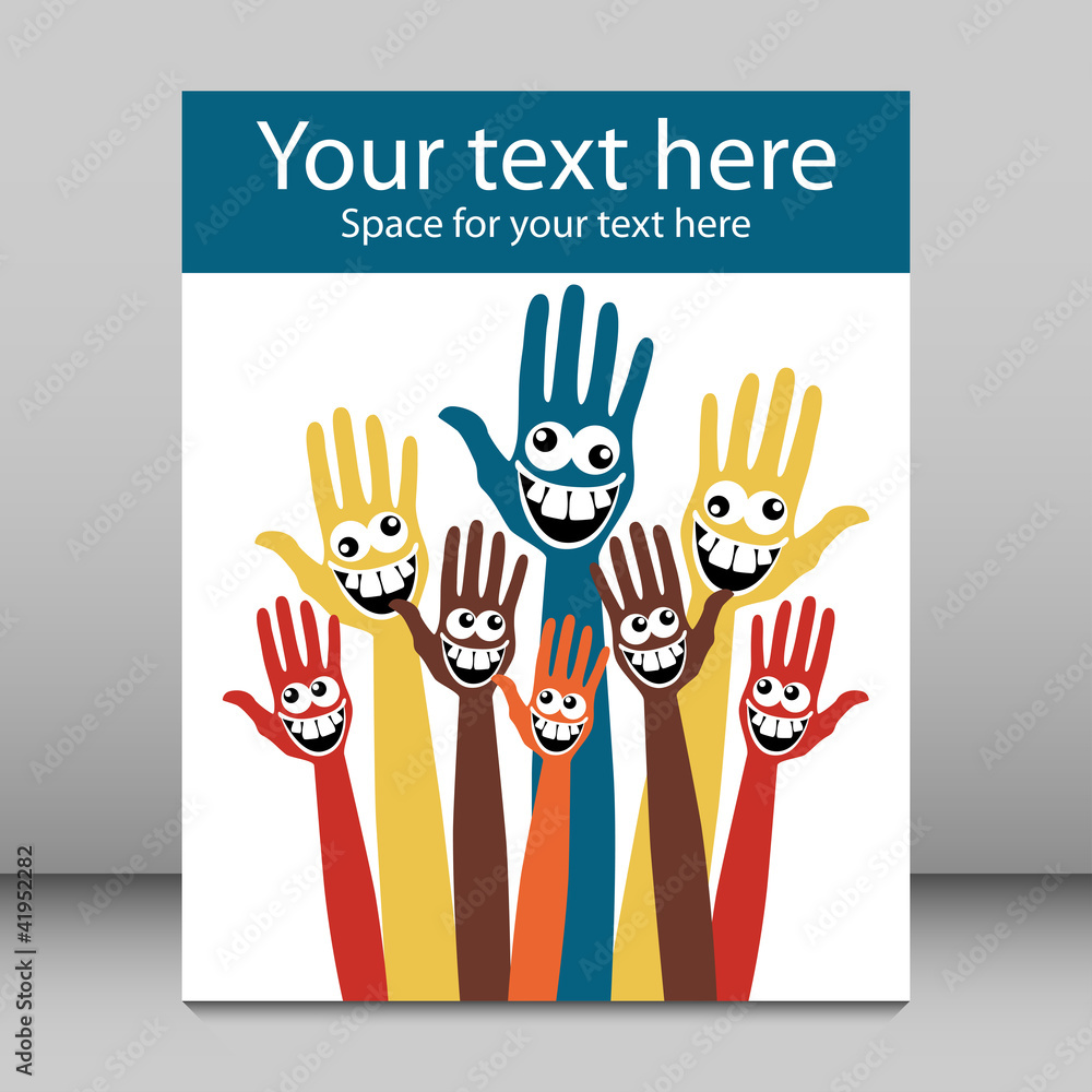 Crazy face hands leaflet design. Stock Vector | Adobe Stock