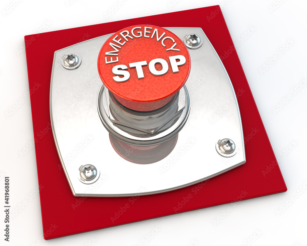Emergency Stop button over white background Stock Illustration | Adobe ...