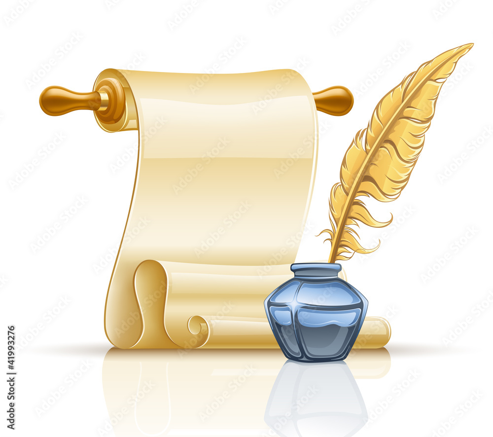 Feather Pen And Scroll Clip Art
