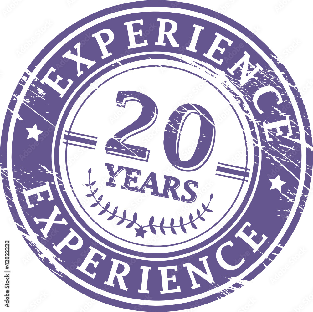 Stamp with the text 20 Years Experience written inside Stock Vector ...