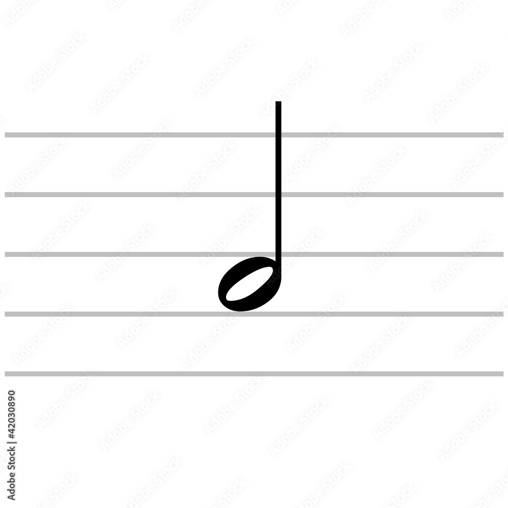 Halbe-Note mit Notenlinien Stock-Illustration | Adobe Stock