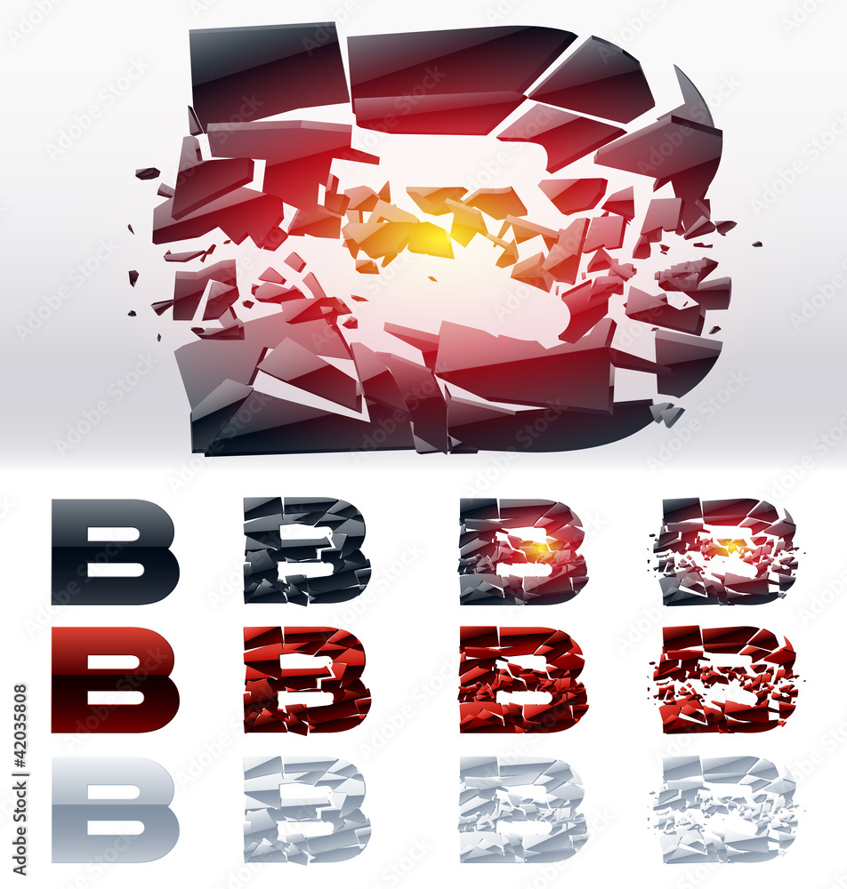Vector letters set of a broken alphabet. Letter b Stock Vector | Adobe ...