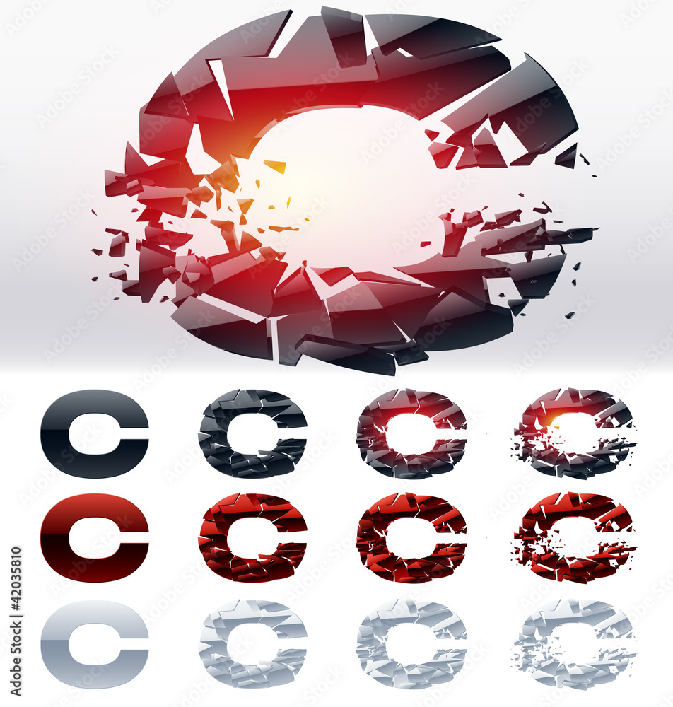 Vector letters set of a broken alphabet. Letter c Stock Vector | Adobe ...